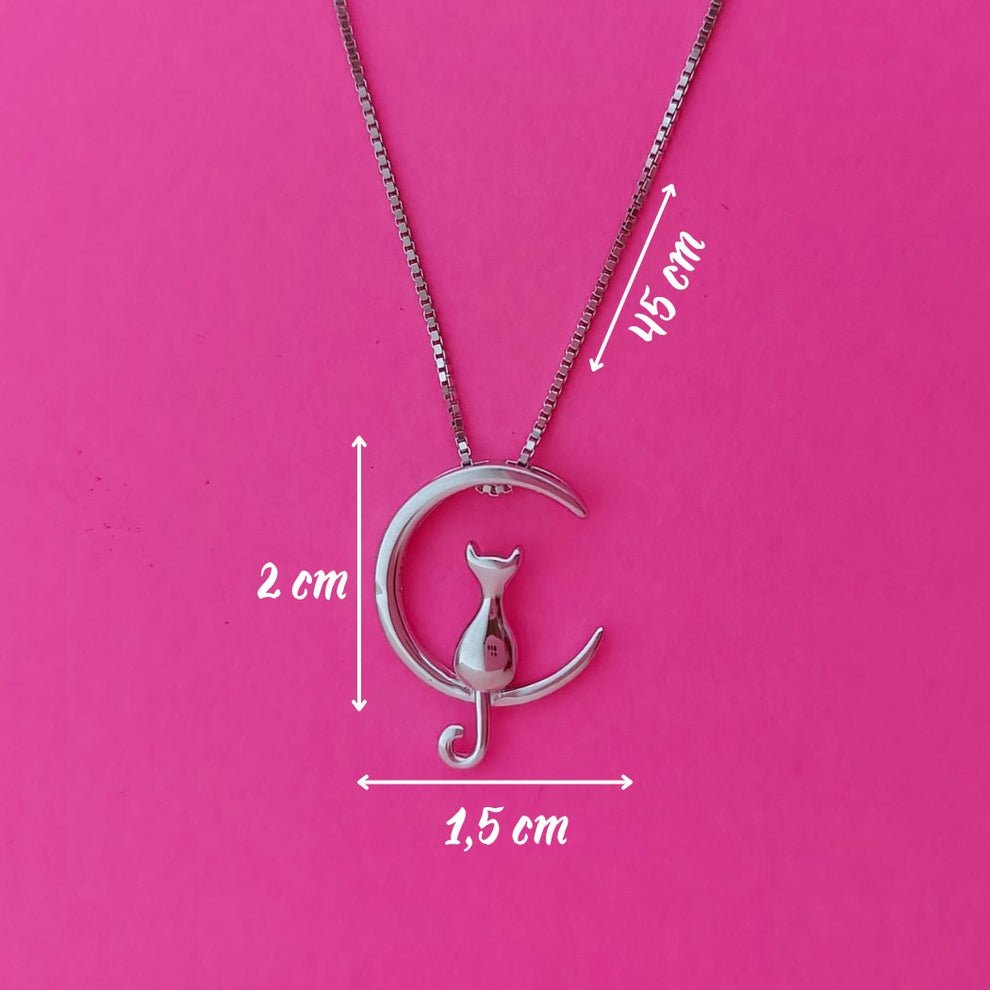 😻 Collar de plata de ley con Luna y Gato colgante. – JOYANIMAL